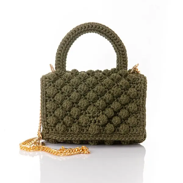 SPEIRA Mini Bubble Bag With Knitted Handle - Green