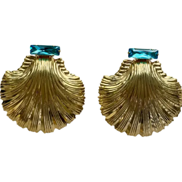 LAURA GRAY Shell Earrings With Crystal - Blue