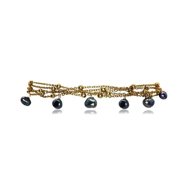 MARQUISE SWIM Orangerie Pearl & Gold Peacock Choker - Blue