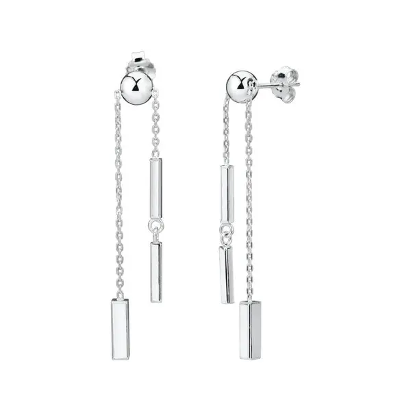 GOLD & HONEY Stud And Bar Dangle Earrings - Silver