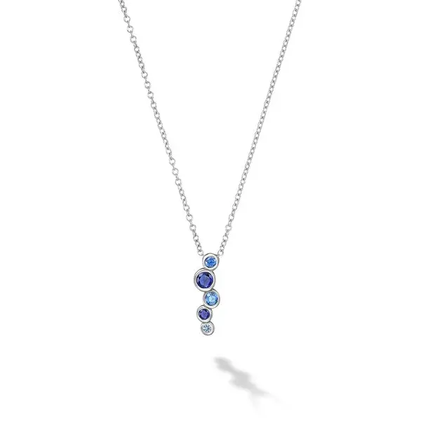 DOWER & HALL 18ct Gold Sapphire & Aquamarine Cascade Pendant - White