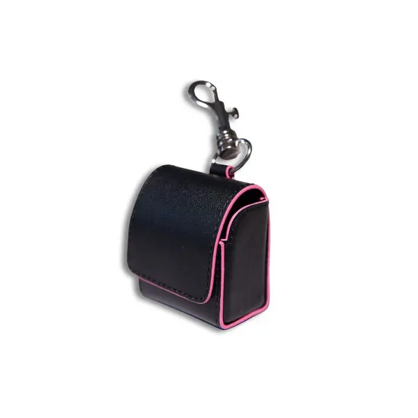 BRUNO'S SHOP Leather Milo Dog Waste Bag Holder - Black/pink/purple