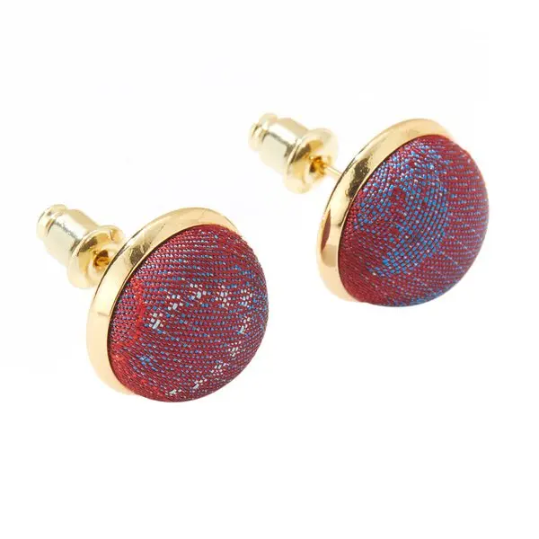 SOFT STROKES SILK Silk Brocade Stud Earrings - Red/blue