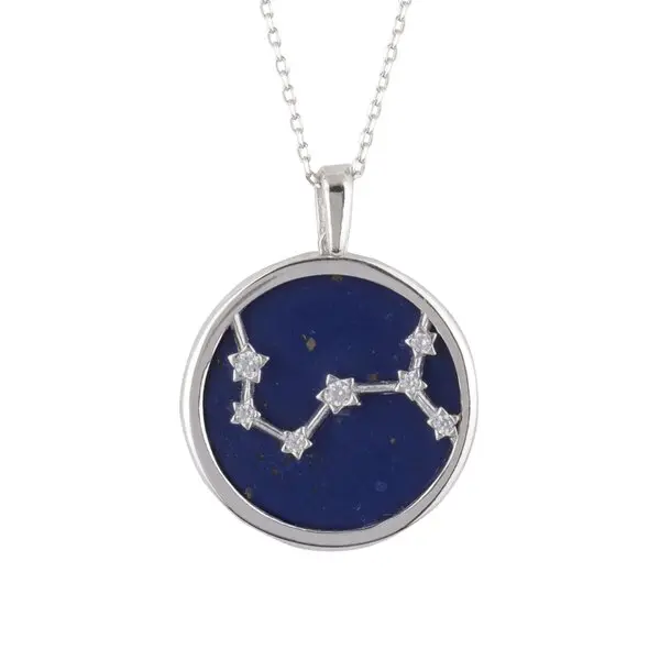 LATELITA Zodiac Lapis Lazuli Pendant Necklace - Blue/silver
