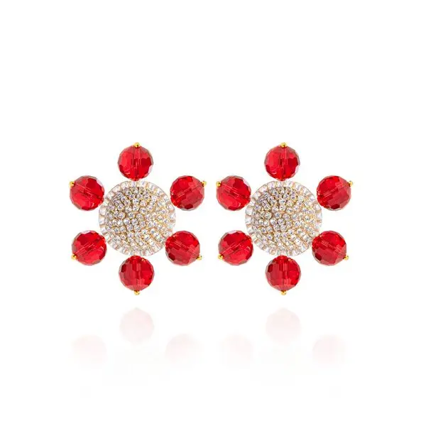 SAULE LABEL Jolie Clip-on Earrings - Red/gold