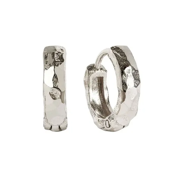 CHARLOTTE'S WEB JEWELLERY Lakshmi Hammered Huggie Hoop Earrings - Silver