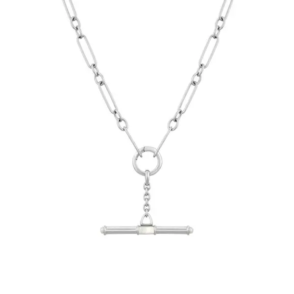 DINNY HALL Silver Mother Of Pearl T-bar Necklace - Silver/white