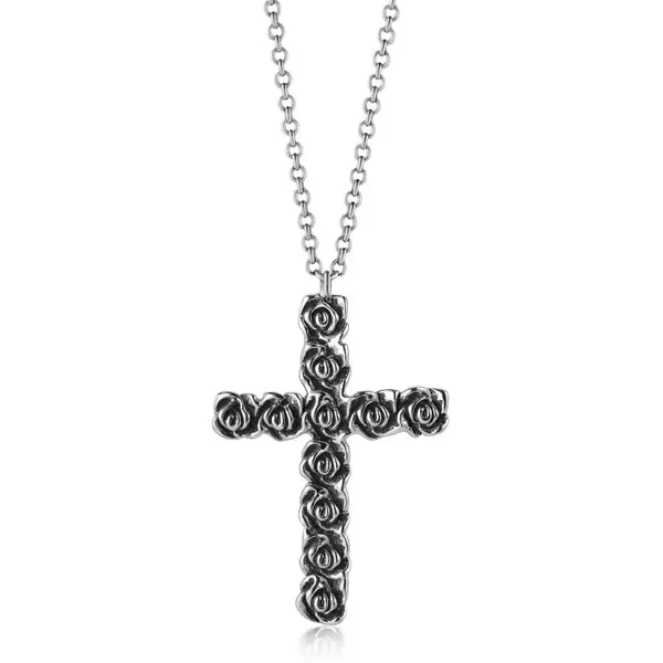 UNALOE Believe Rose Cross Necklace - Silver