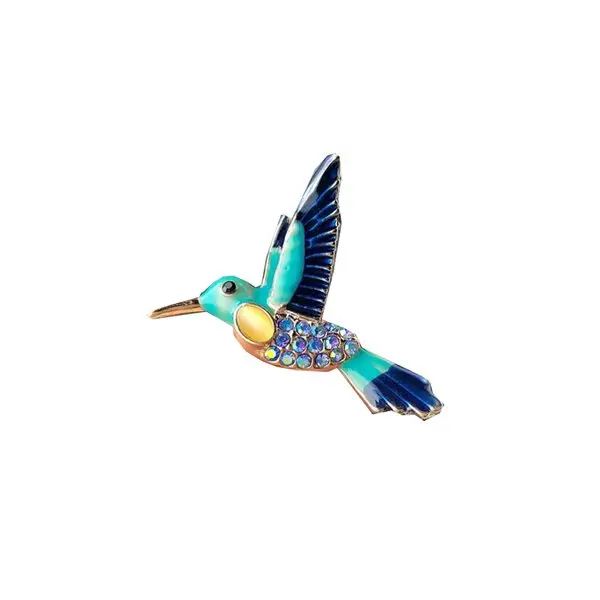 CHANEL JOAN ELKAYAM Hummingbird Crystal Enamelled Brooch - Blue
