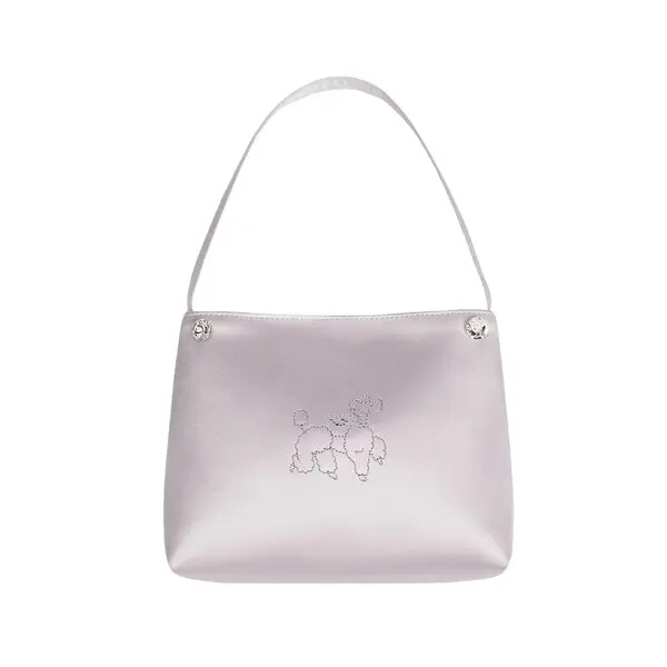 Not Just Pajama Diamond Poodles Silk Handbag - Purple