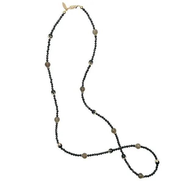 FARRA Obsidian And Quartz Multi-way Necklace - Black