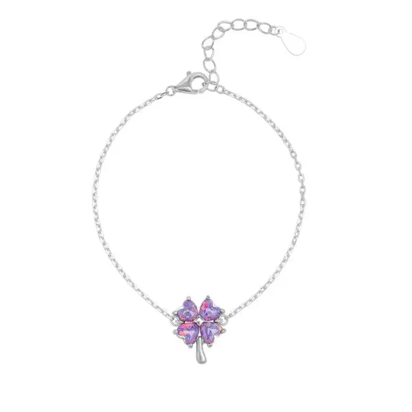 SPERO LONDON Purple Opal Clover Sterling Bracelet - Silver