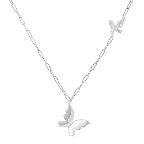 KYLIE HARPER Sterling Paper Clip Butterfly Pendant Necklace - Silver