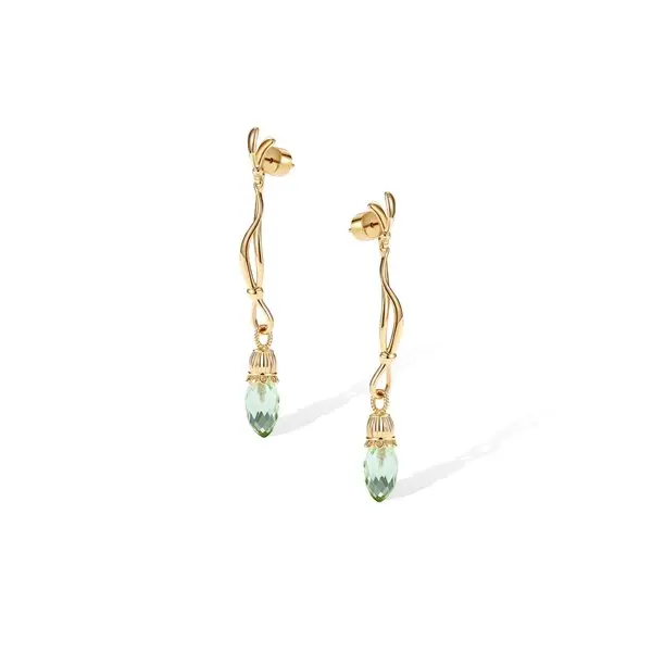 RETRO CHIC Gold / Green Nut Fairy Dangle Earrings - Gold/green