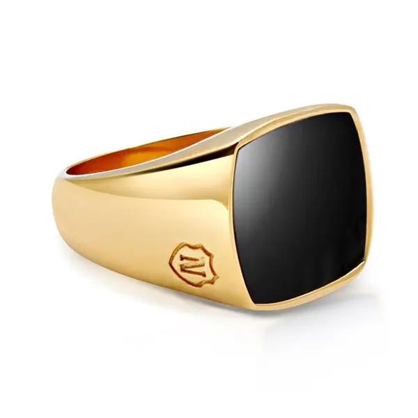 NIALAYA JEWELRY Signet Ring With Onyx - Gold/black