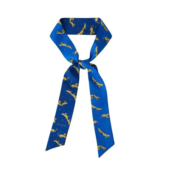 LOST PATTERN Journey Silk Twill Skinny Scarf Shantall Lacayo - Blue