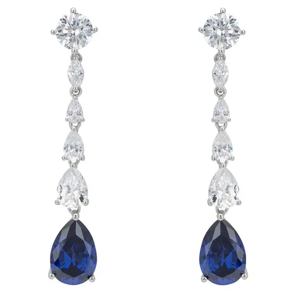 LATELITA Tanzanite And Simulated Diamond Drop Earrings In Sterling Silver - Silver/white/blue