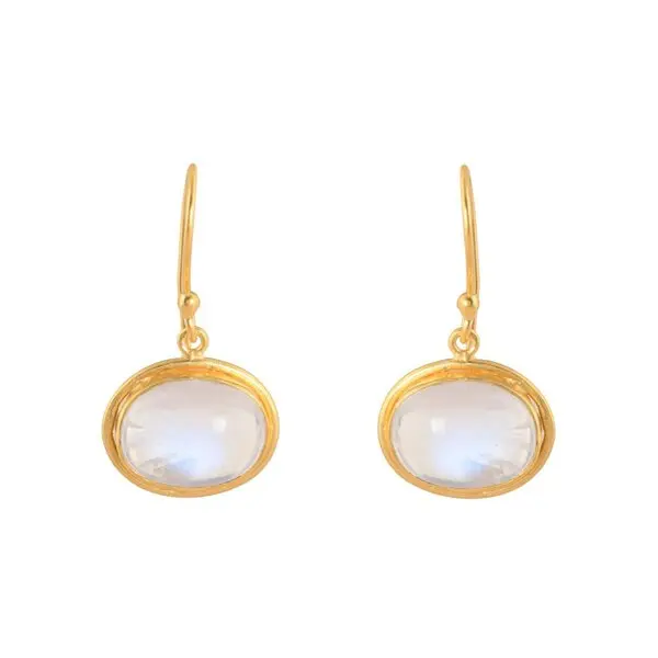 OPIUM JEWELS Orbit Rainbow Moonstone Drop Earrings - Gold/white