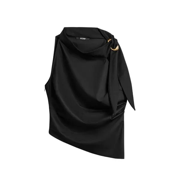 NOCTURNE Asymmetric Buckle-detail Blouse - Black