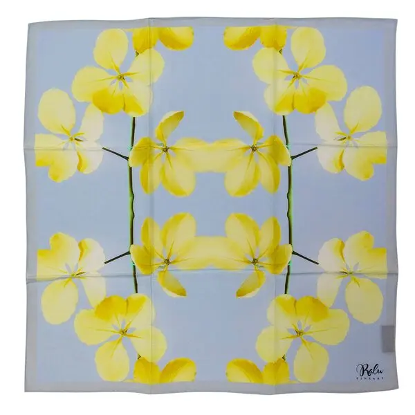 RALUFINEART Natural Silk Crepe De Chine A Ray Of Sunshine Neckerchief - Black