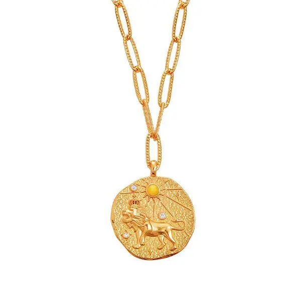 AUROZIA Constellations Leo Double-sided Coin Necklace - Gold
