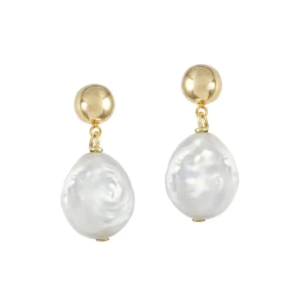 BIKO Lumen Baroque Pearl Stud Earrings - Gold