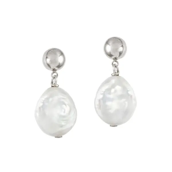 BIKO Lumen Baroque Pearl Stud Earrings - Silver