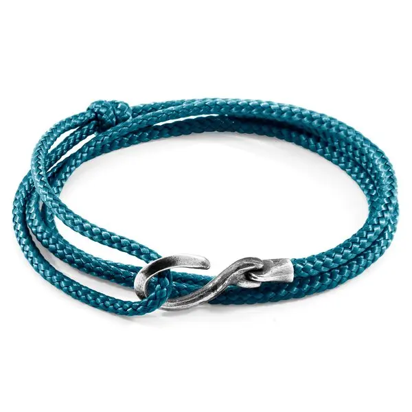 ANCHOR & CREW Ocean Heysham Silver & Rope Bracelet - Blue
