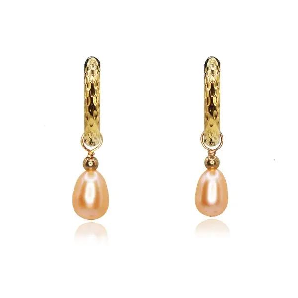 MARQUISE SWIM Hoop Earrings With Pearl Charm - Gold/yellow