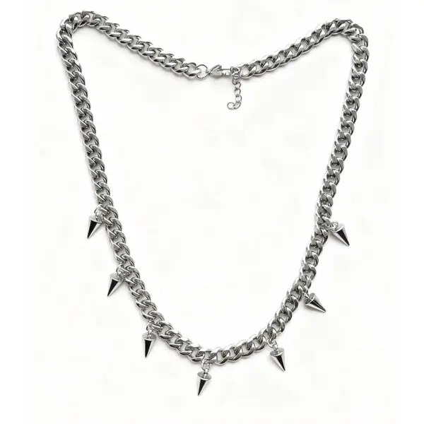 JAGGED HALO JEWELRY Fallon Spike Stainless Steel Chain Necklace - Silver