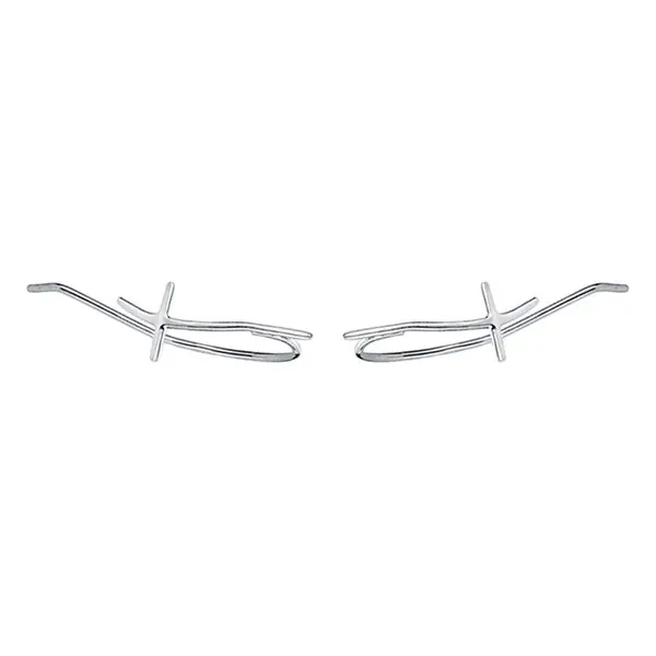 GOLD & HONEY Cross Ear Climber Earrings - Silver
