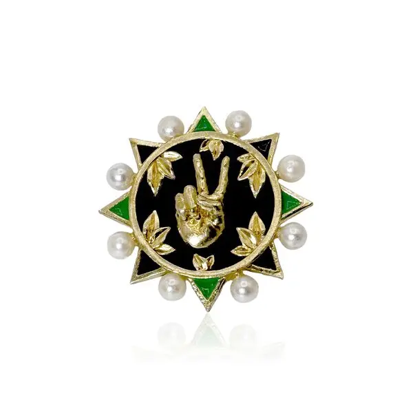 PASSIONATE PROTEST COLLECTION Pearls Of Peace Pin - Black/green