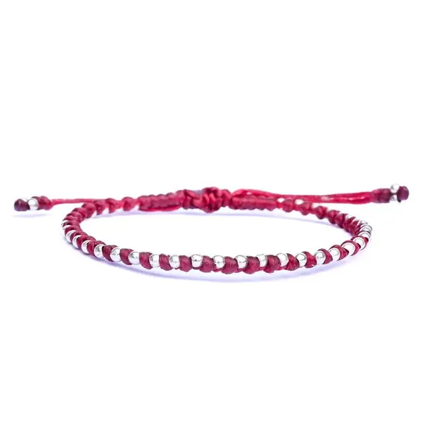 HARBOUR UK Spitalfields Sterling Silver Bead Bracelet - Red