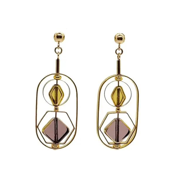 ARACHELI STUDIO Art Deco Drop Earrings With Vintage German Glass Beads - Gold/yellow