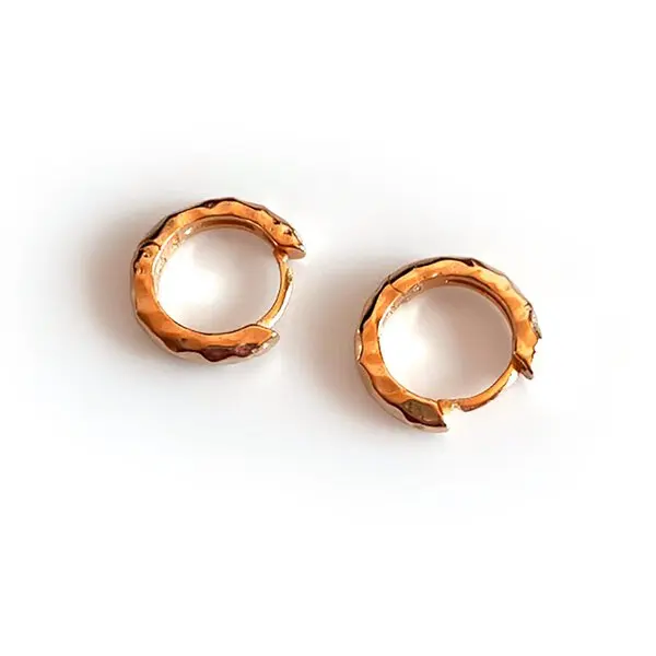 VICSTONENYC FINE JEWELRY Hammered Textured Huggie Earrings - Gold