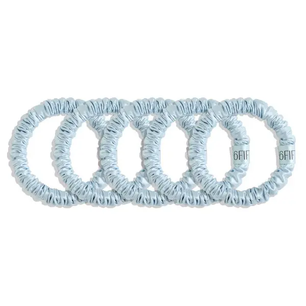 6FIFTYTWO® Slim Silk Scrunchies Set - Blue/white