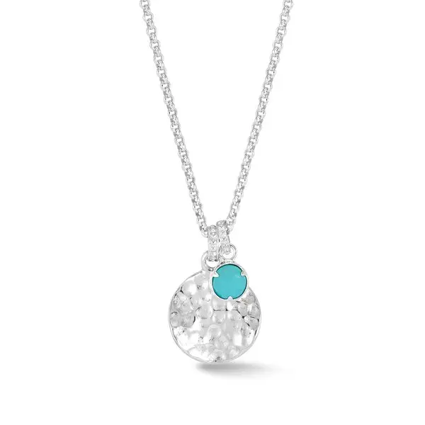 DOWER & HALL Hammered Disc & Turquoise Pendant - Silver