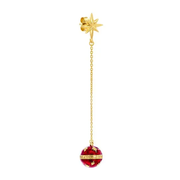 TRUE ROCKS Globe Chain Drop Earrings - Red/gold