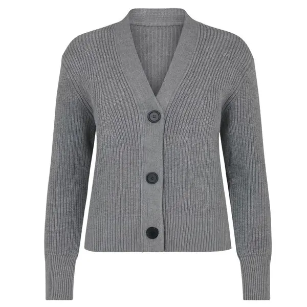 NUVV COLLECTION Cotton Button-front Cardigan - Grey