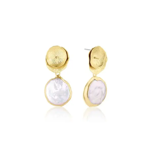 SET & STONES Reese Pearl Drop Earrings - Gold/white