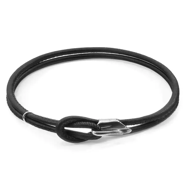 ANCHOR & CREW Orla Nappa Leather Bracelet - Black/silver