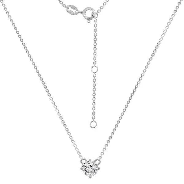 DIAMONBLISS Silver Plated Round Cut Solitaire Pendant Necklace - White