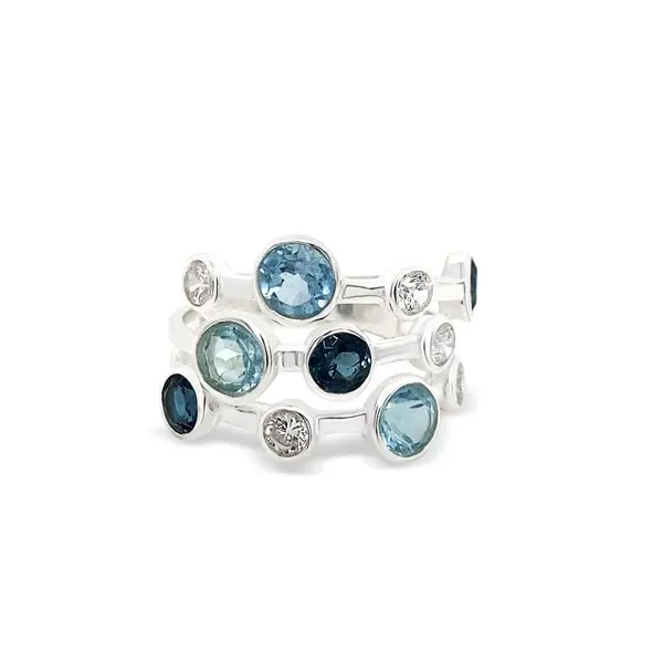 GEM BAZAAR JEWELLERY Josephine Ring With Topaz And Zirconia - White/silver/blue