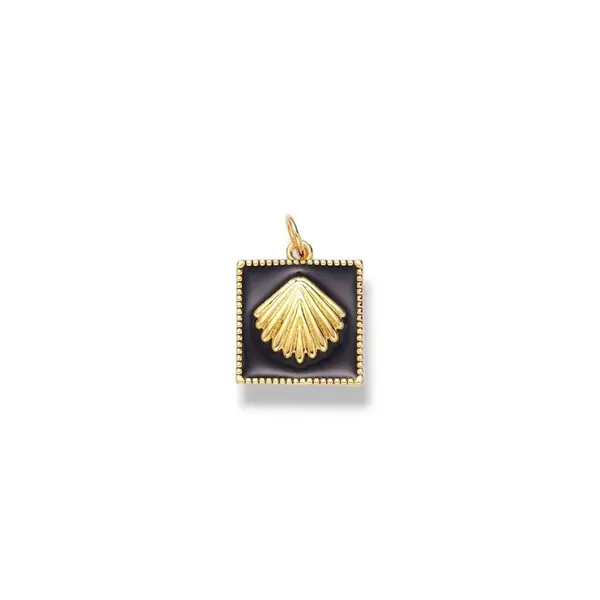 ALEXIE OF ATHENS Vintage Enamel Seashell Charm - Gold/black