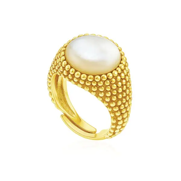 UNALOE Shield Ring With Mother Of Pearl - Gold/white