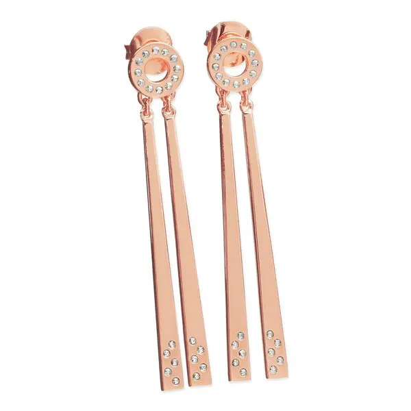 LUCY QUARTERMAINE Art Deco Two Linea Drop Earrings - Rose Gold