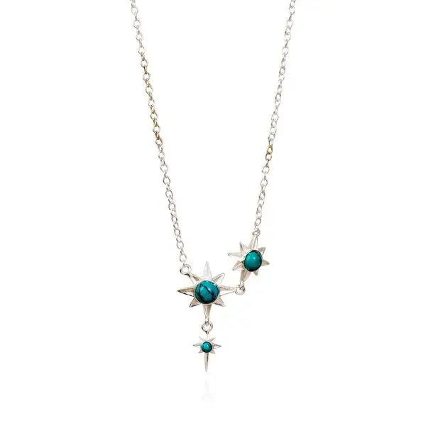 LILA RASA Celestial North Star Turquoise Necklace - Silver