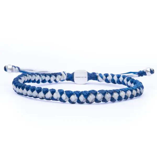 HARBOUR UK BRACELETS Dartmoor Silver Rope Bracelet - Blue/white