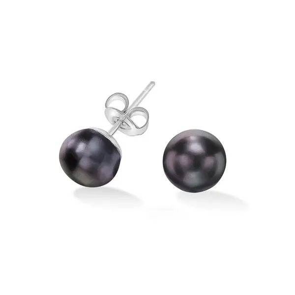 DOWER & HALL Peacock Timeless Freshwater Pearl Stud - Black