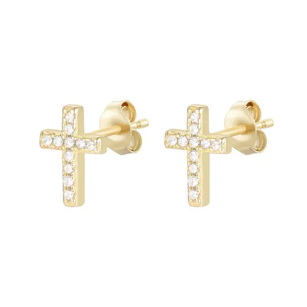KAMARIA Cross Stud Earrings - Gold